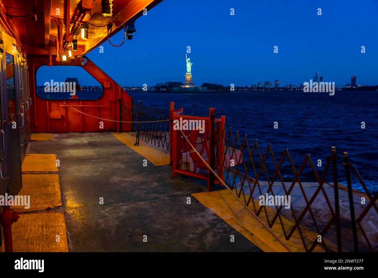 View of the Statue of :Liberty and New Jersey from the Staten Island ...