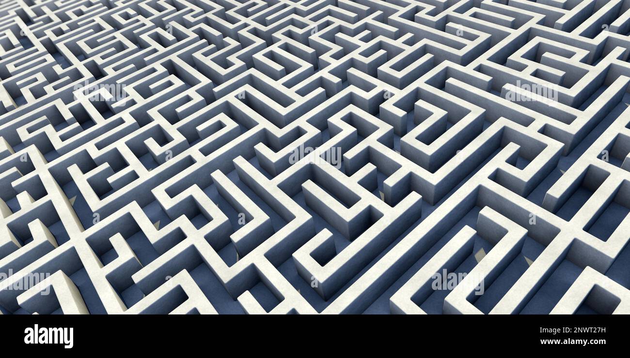 Labyrinth 3D. Endless maze Stock Photo - Alamy