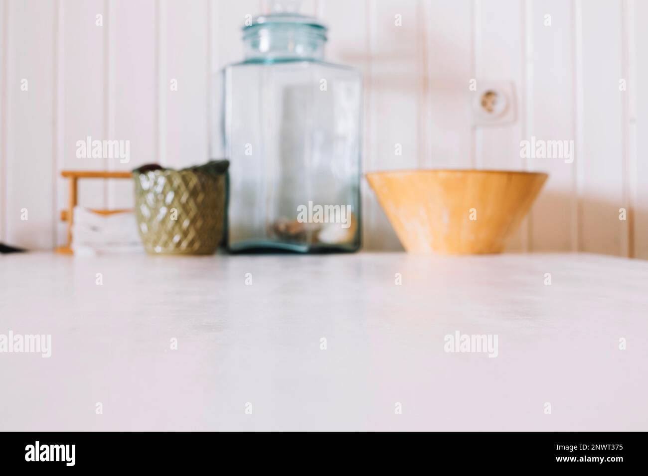 kitchenware white table. Beautiful photo Stock Photo - Alamy