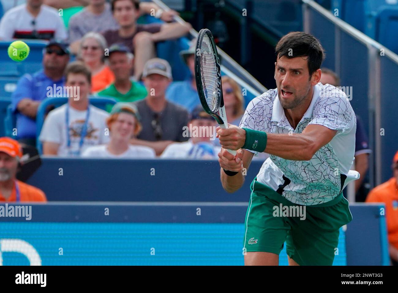 August 19, 2018 - Mason, Ohio, USA - Novak Djokovic (SRB) hits a ...