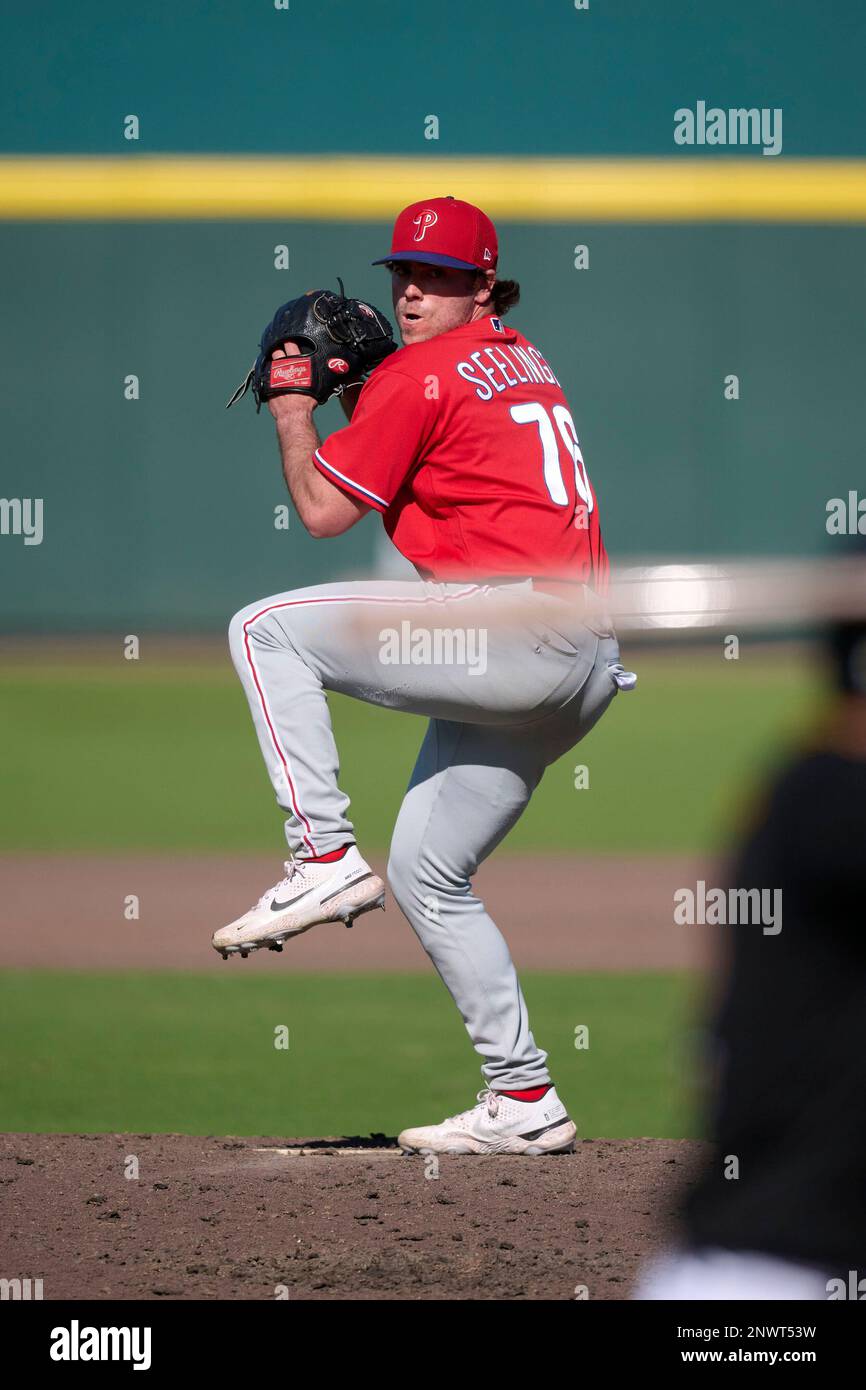 Philadelphia Phillies pitcher Matt Seelinger (76) during a spring ...