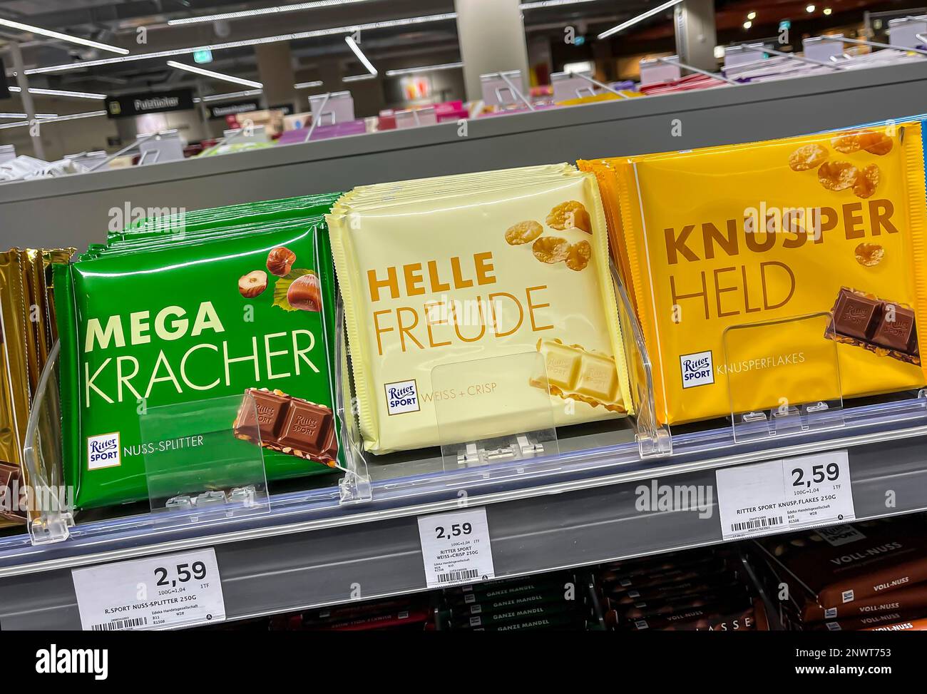 Chocolate of the brand Ritter Sport, special edition of a 250 gram bar ...