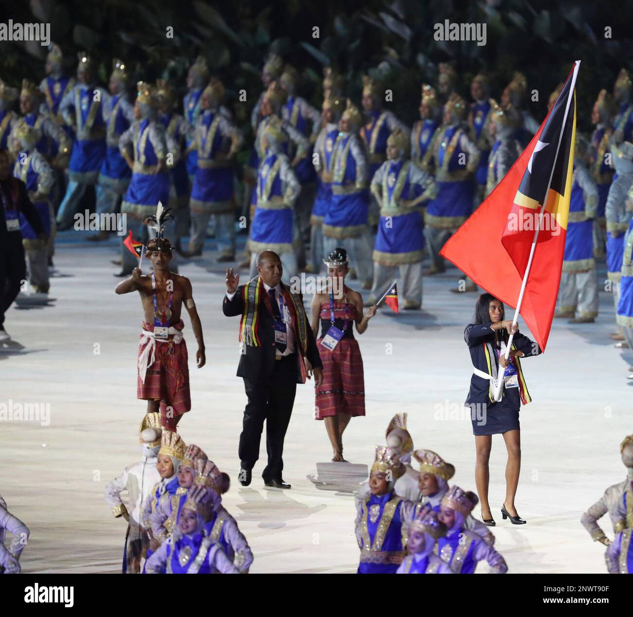 Timor Leste's athletes and members march during an opening ceremony of ...