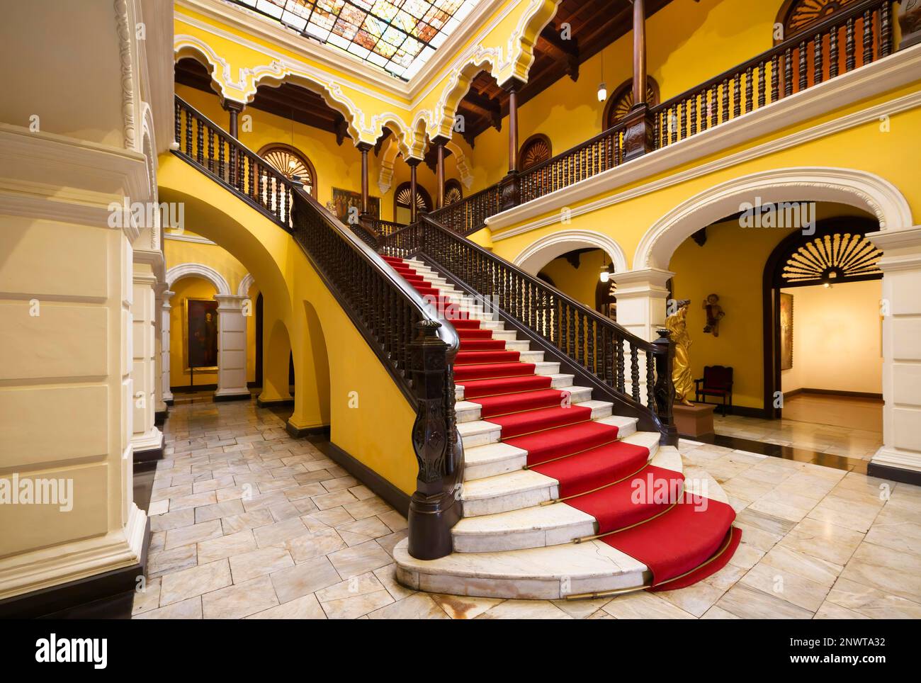 Archbishops Palace, Sumptuous stairway and main entrance hall, Lima ...