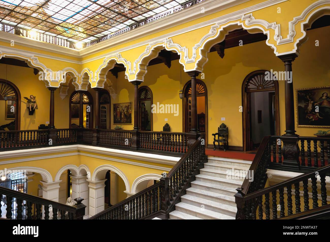 Archbishops Palace, Main Hall gallery, Lima, Peru Stock Photo - Alamy