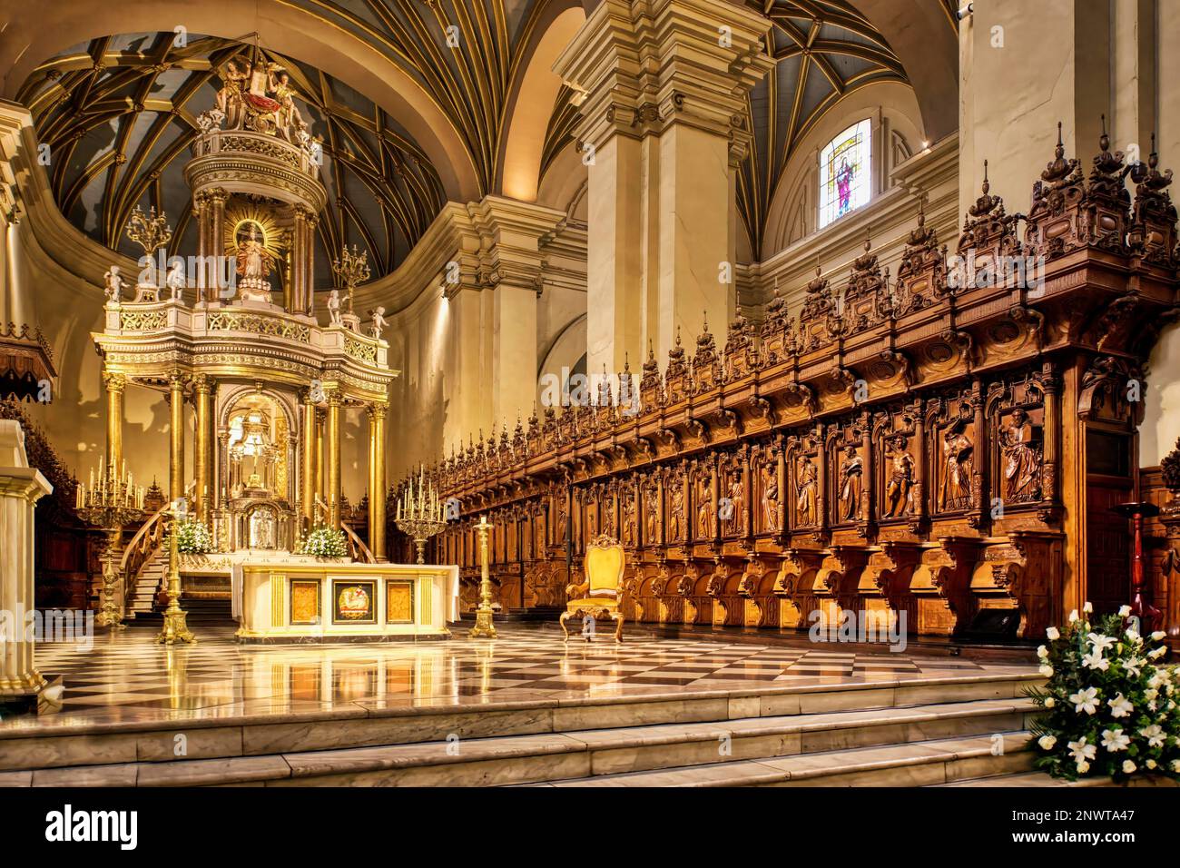 Basilica Metropolitan Cathedral of Lima, Main Altar and Choir, Lima ...