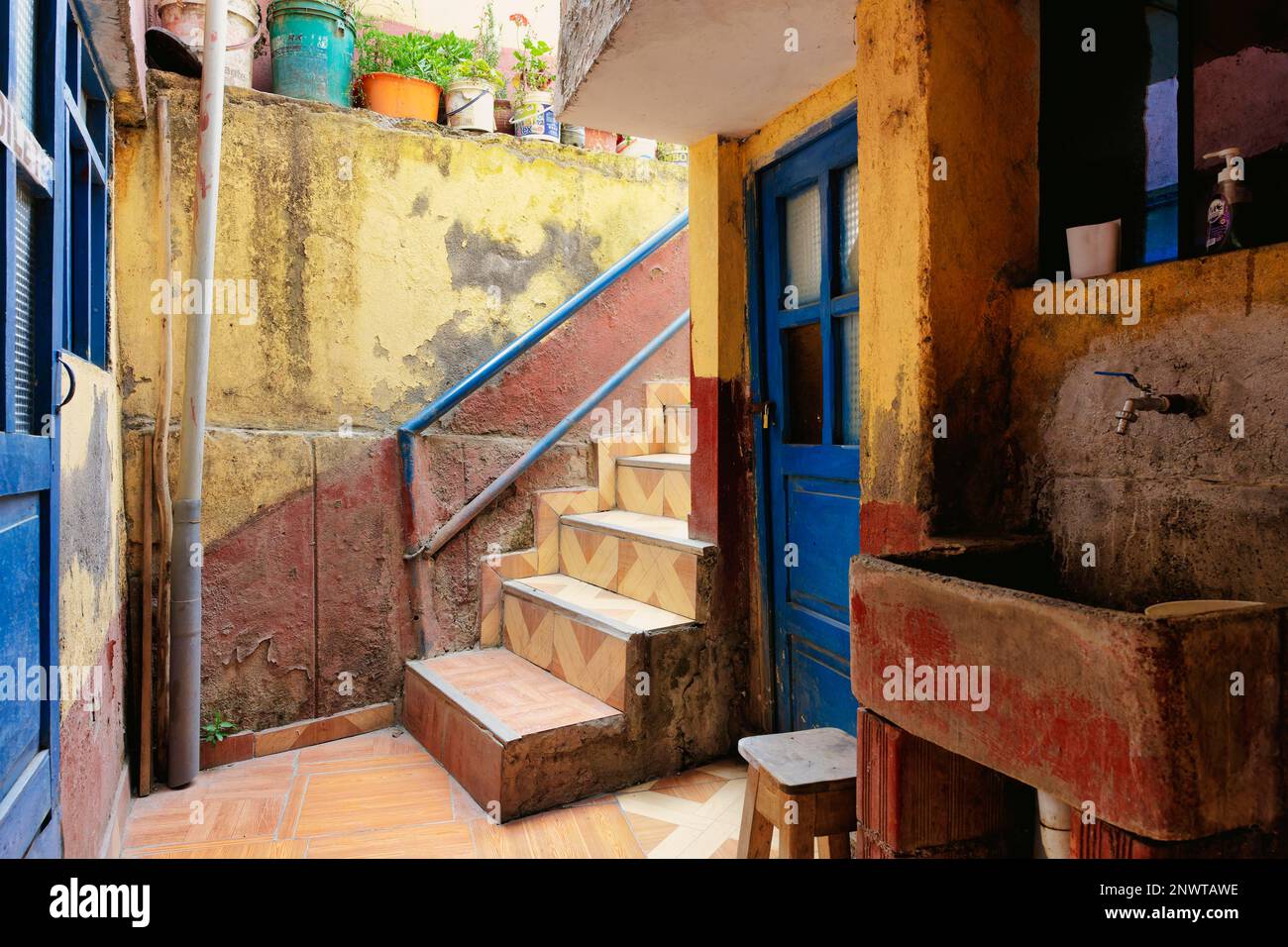 Inside a colorful typical house, Paucartambo, Cusco region, Peru Stock ...