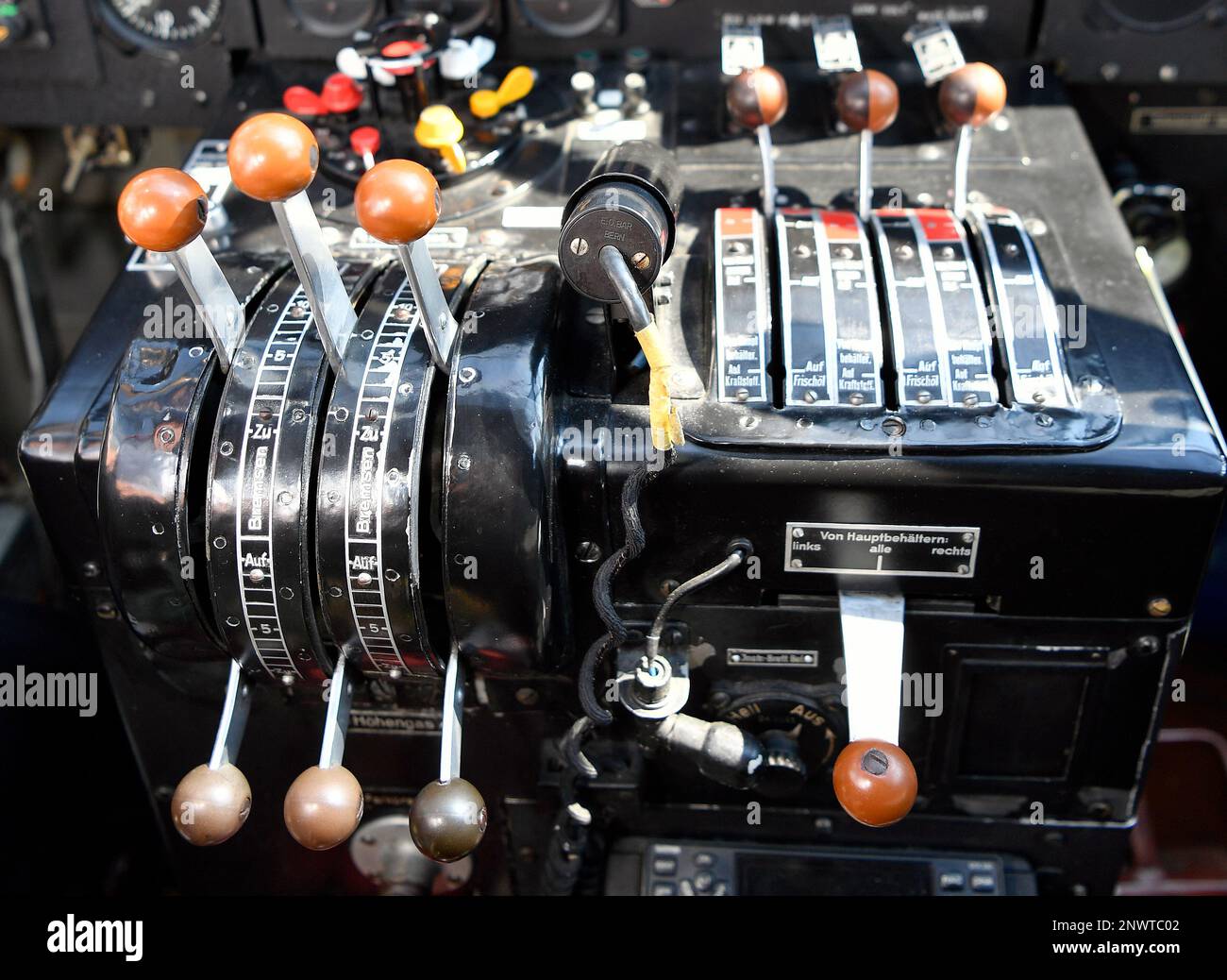 Insight of a cockpit of a JU-52 of JU-AIR, which will take off for a ...