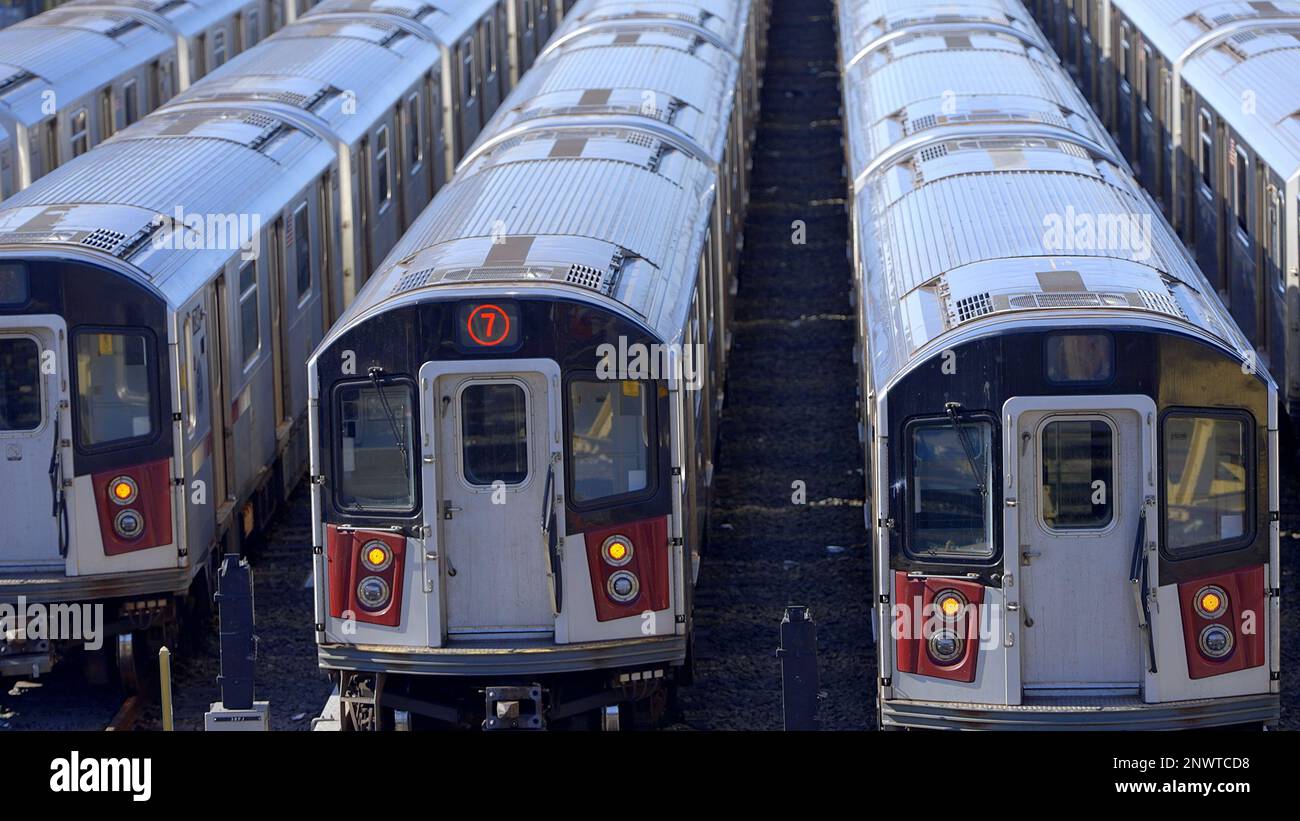 Subway depot in Queens New York - NEW YORK CITY, USA - FEBRUARY 14 ...