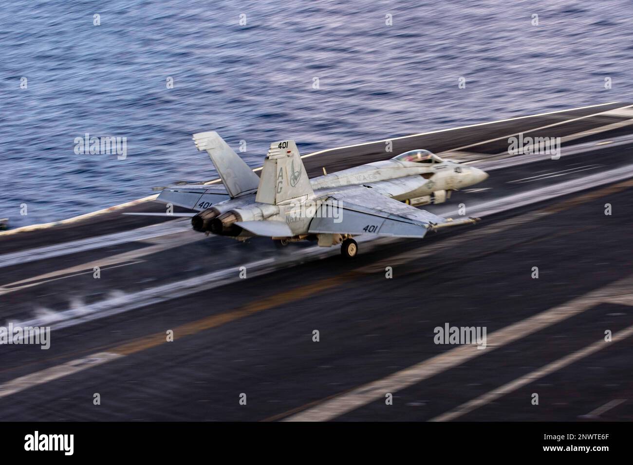 230123-UI066-1029 IONIAN SEA (Jan. 23, 2023) An F/A-18E Super Hornet aircraft, attached to ...