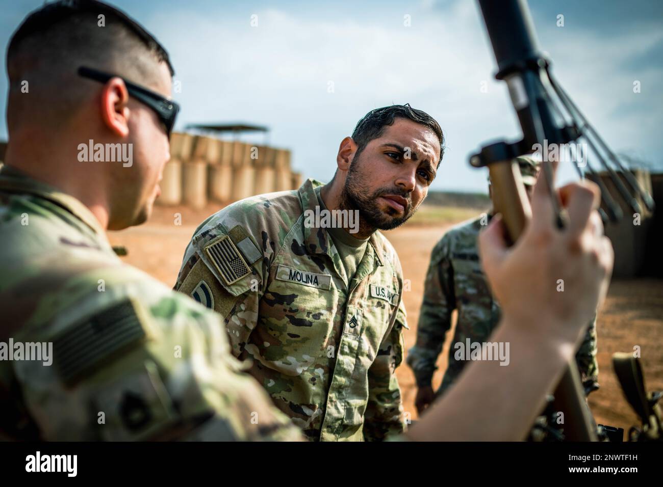 U.S. Army Staff Sgt. Rafael Molina, a combat net radio team chief with ...