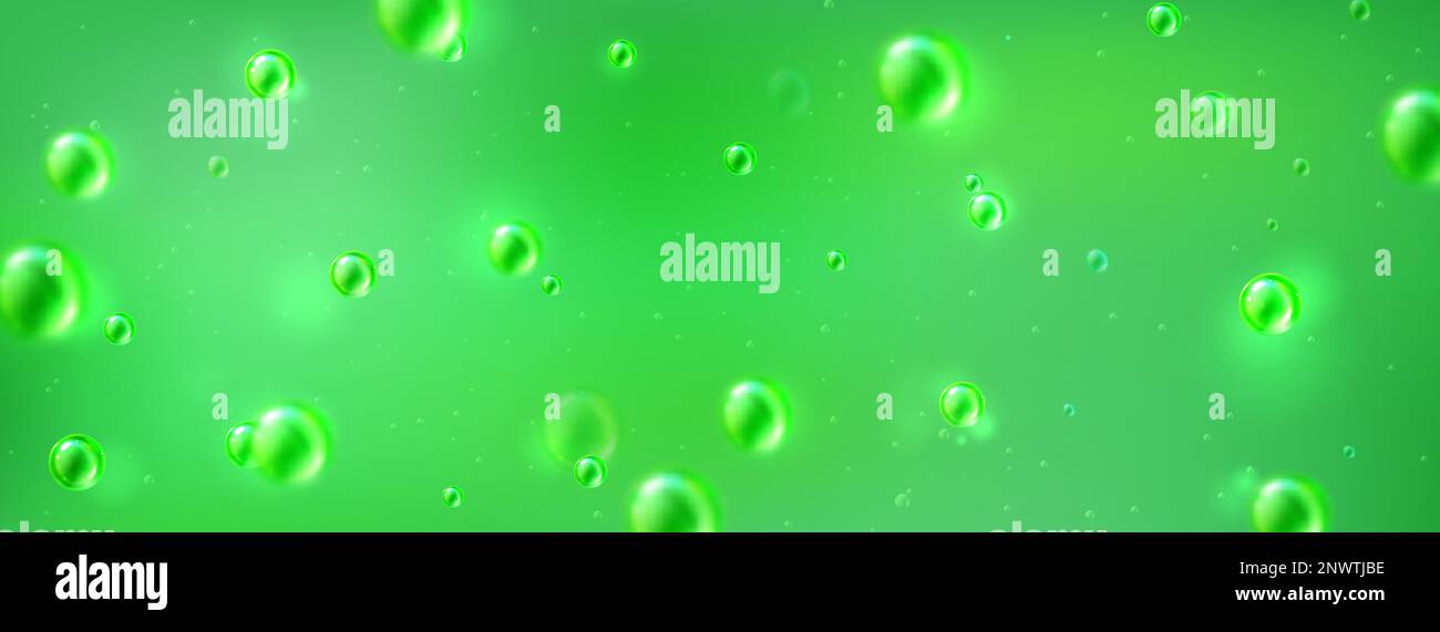 Green realistic skin collagen bubble texture background. Cosmetic and ...