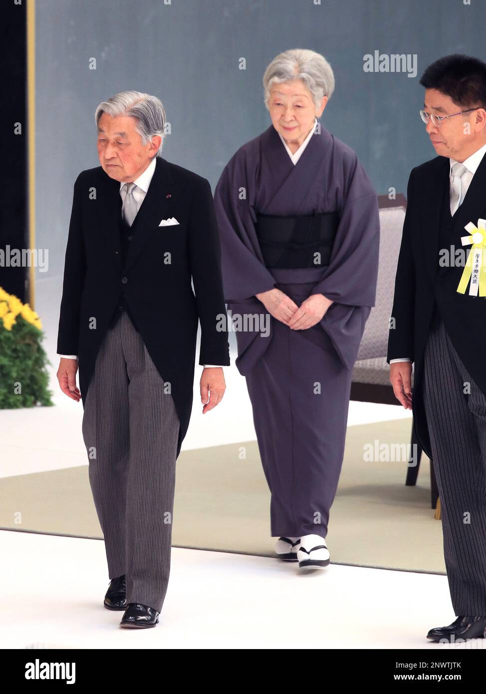 Japan's Emperor Akihito and Empress Michiko attend a memorial ceremony ...