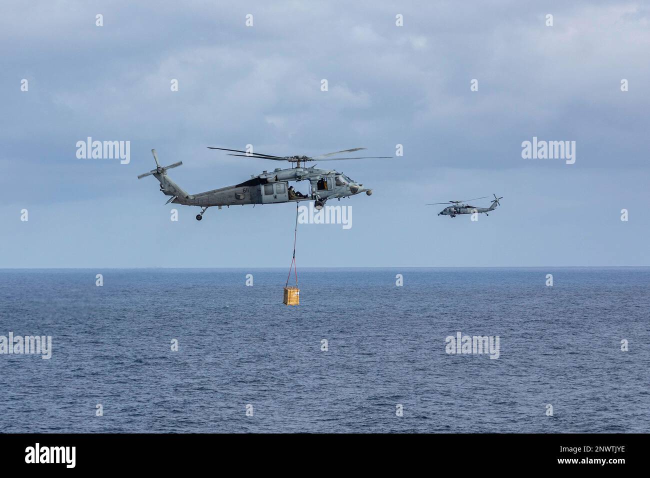 Two MH-60S Sea Hawk helicopters, assigned to Helicopter Sea Combat ...