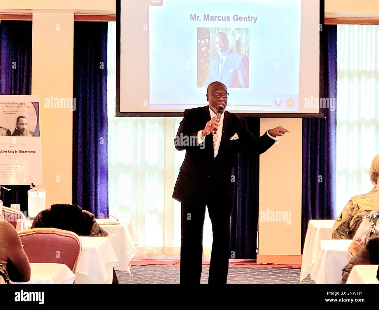 Guest speaker Marcus Gentry gives his presentation about Martin Luther ...