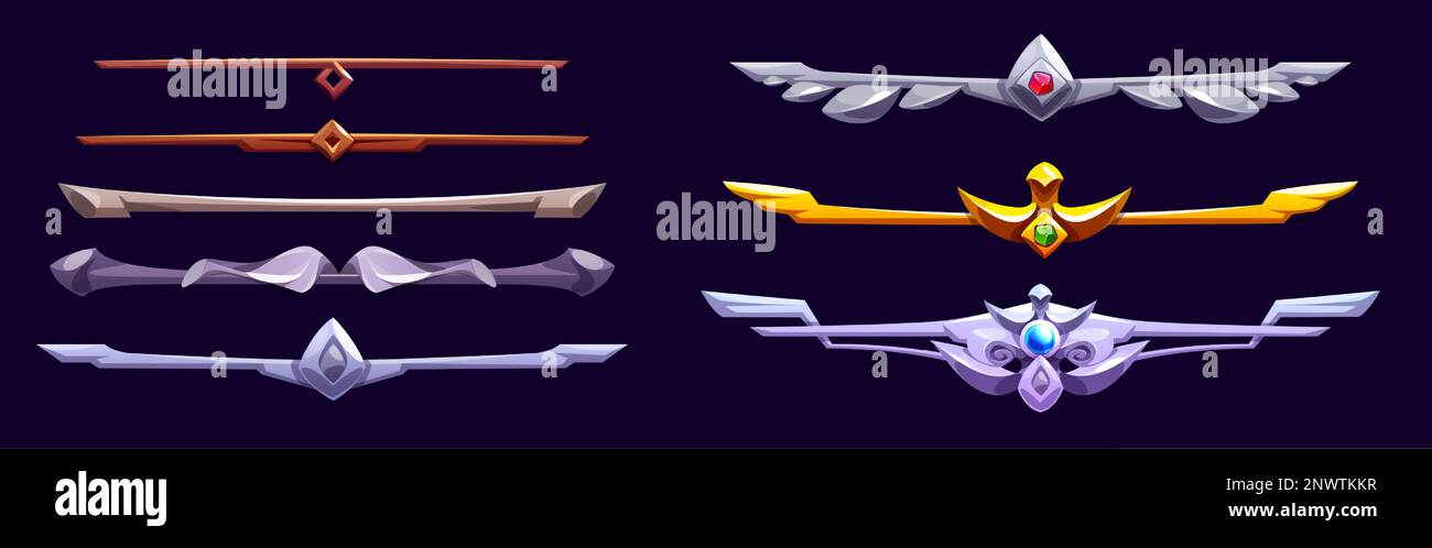 Set of medieval game reward badges isolated on dark background. Vector ...