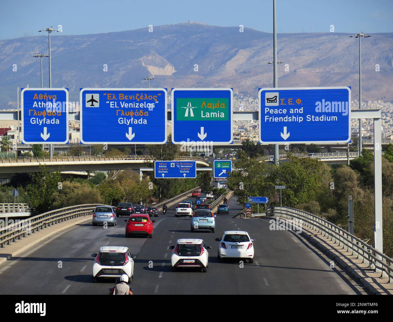 Urban motorway, Athens, Greece Stock Photo - Alamy