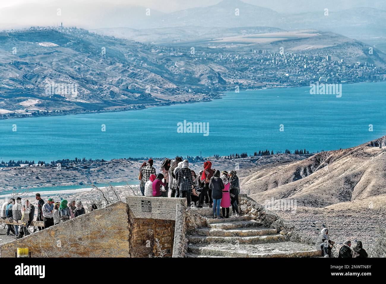 Biblical Sea of Galilee: View towards Israel and the city of Tiberias ...