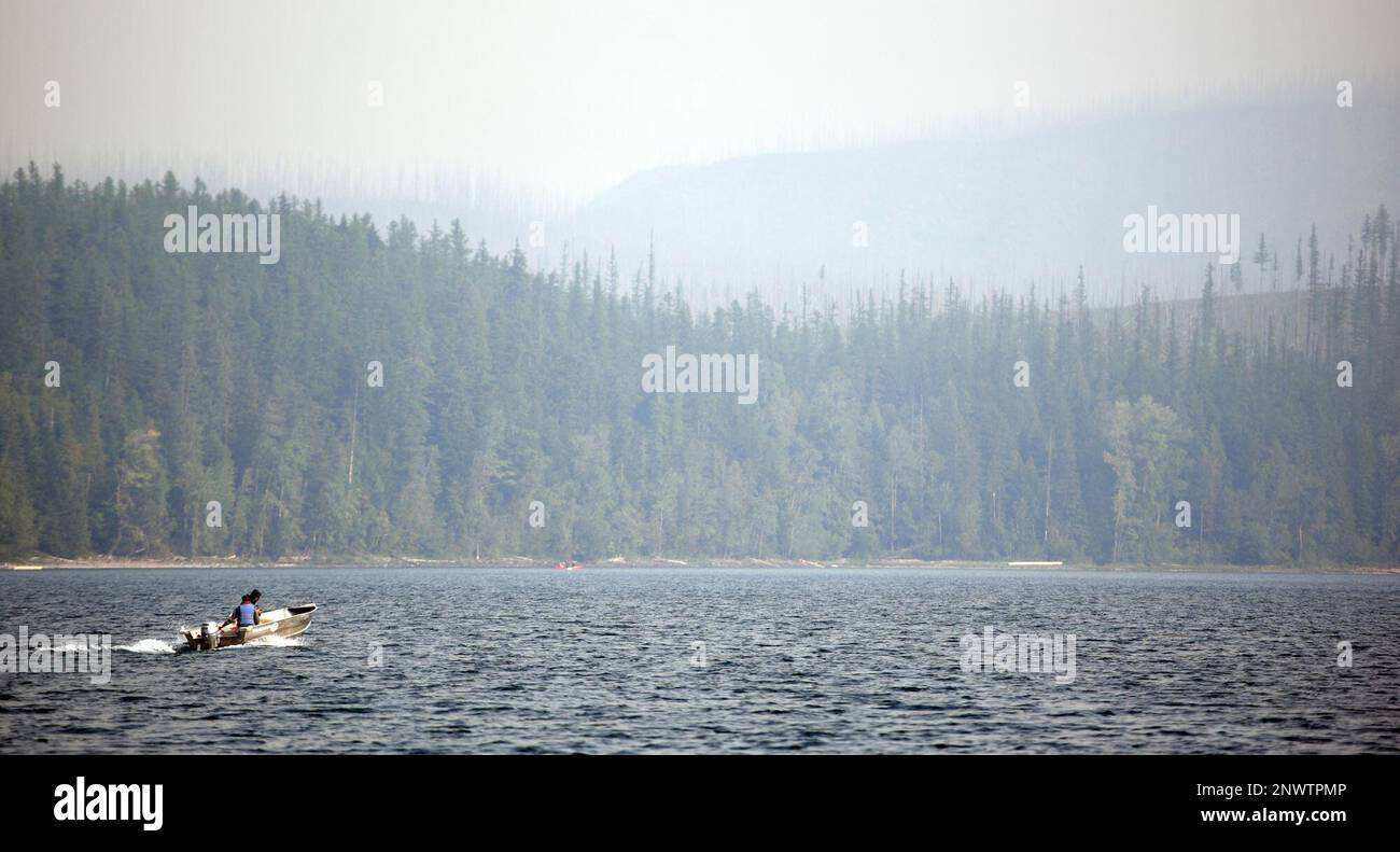 A boat taking off from Apgar heads across Lake McDonald on Monday ...