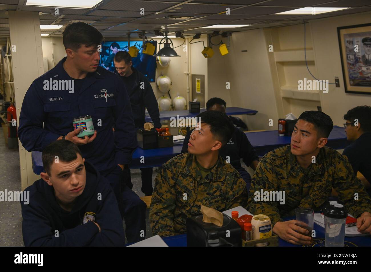 U.S. Coast Guard Lt. j.g. Ethan Guertsen, a damage control training ...