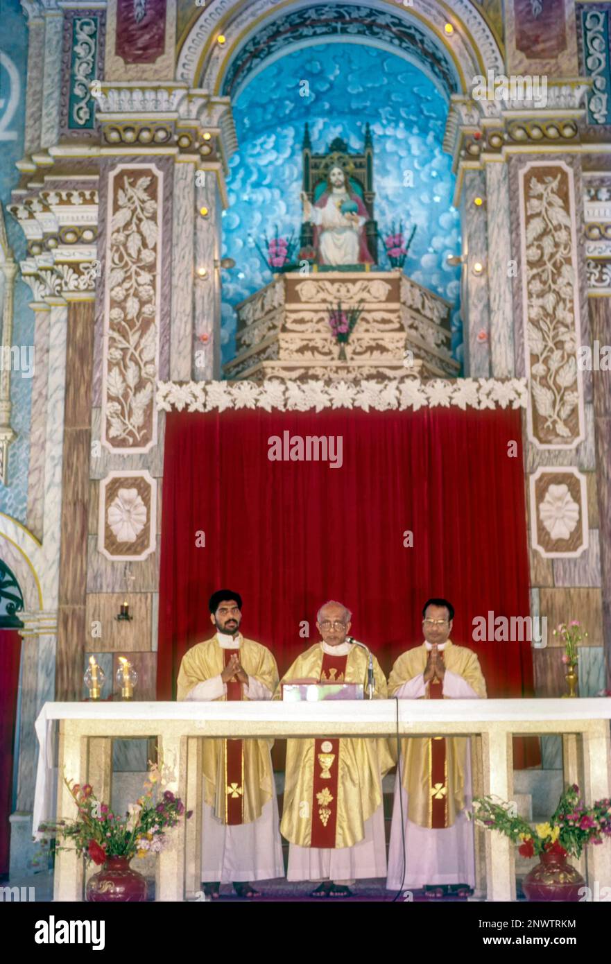 Priest preaching Santa Cruz Basilica in Fort Kochi, Kerala, India, Asia ...