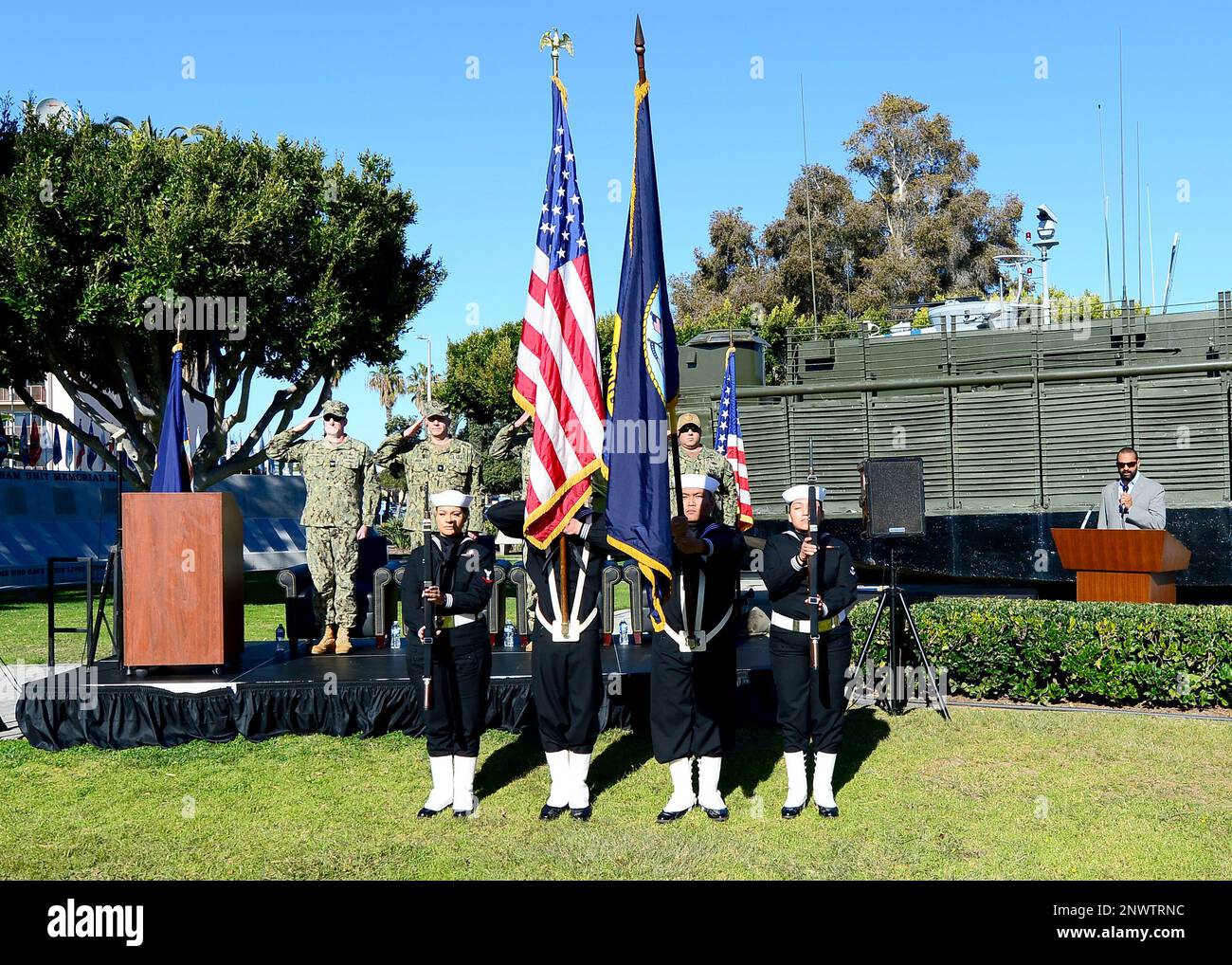 CORONADO, Calif. (Jan. 24, 2023) A color guard presents the American ...