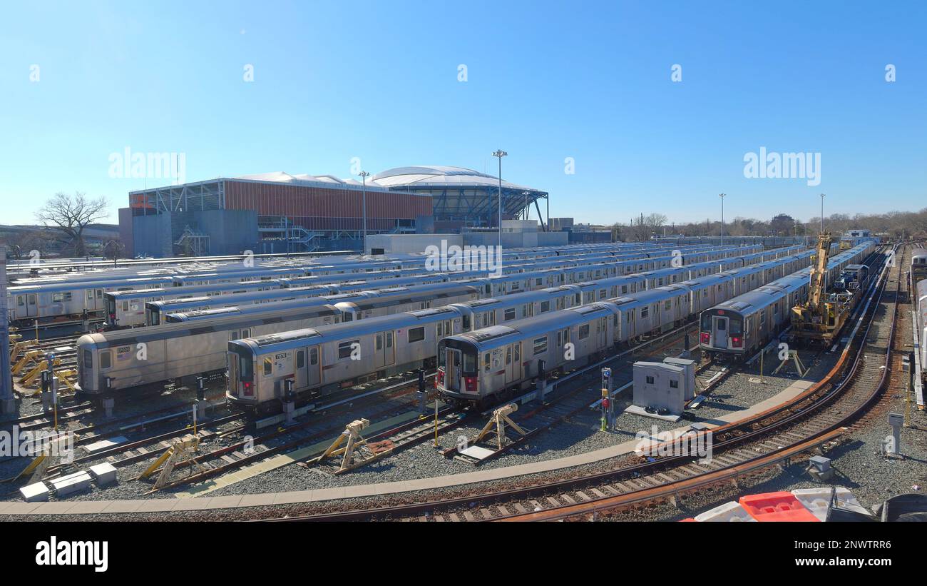 New York Subway Depot in Queens - NEW YORK, USA - FEBRUARY 14, 2023 ...