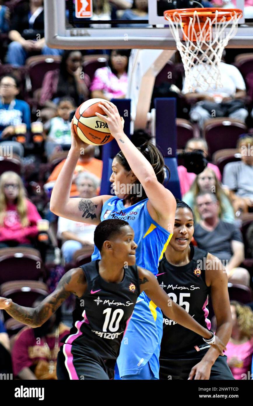 August, 2018: , Chicago Center, Stefanie Dolson, makes a rebound during ...