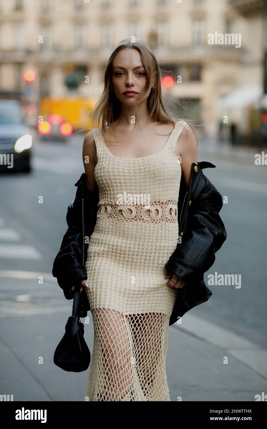 Street style, Anouchka Gauthier arriving at Maison Cleo Fall-Winter ...