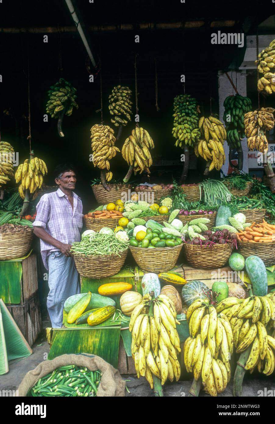 Fruits and Vegetables Shop, Kerala, South India, India, Asia Stock ...