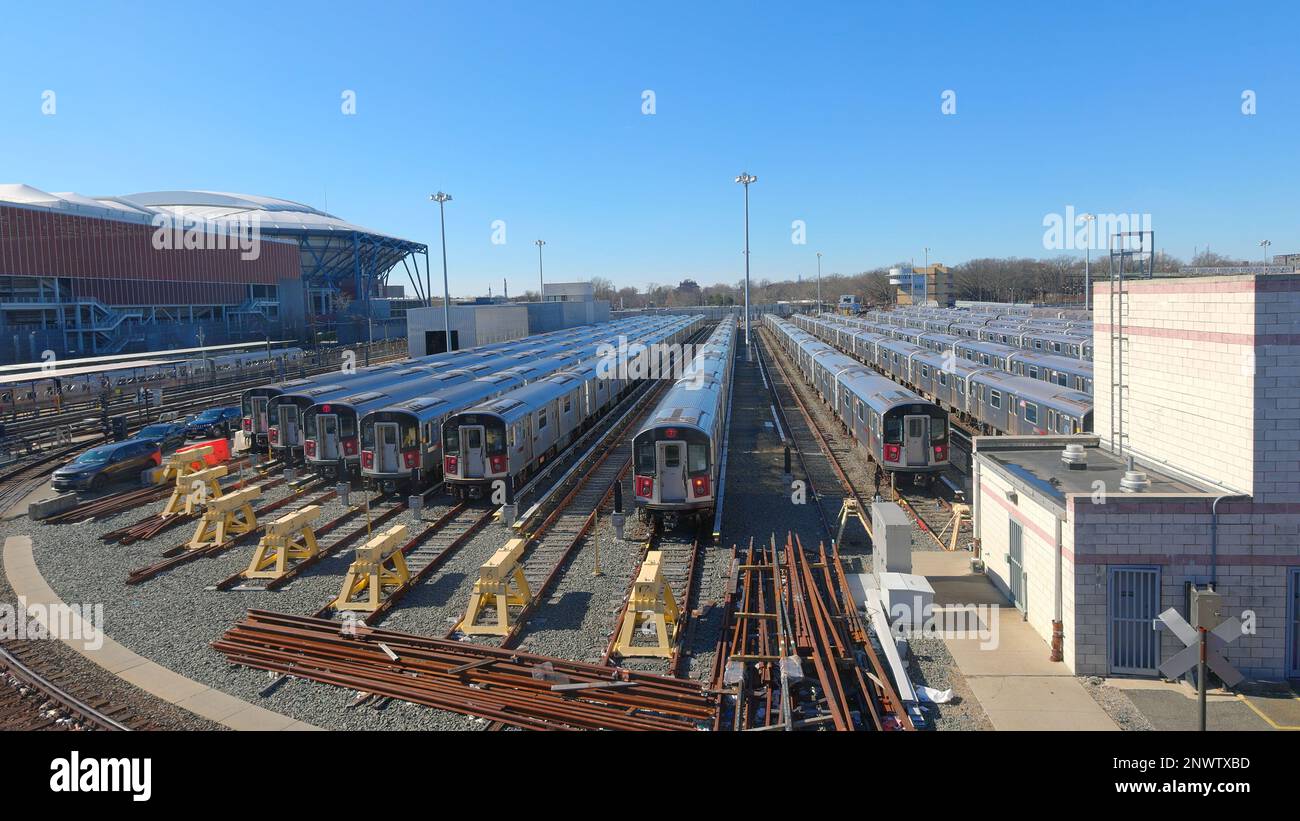 New York Subway Depot in Queens - NEW YORK, USA - FEBRUARY 14, 2023 ...