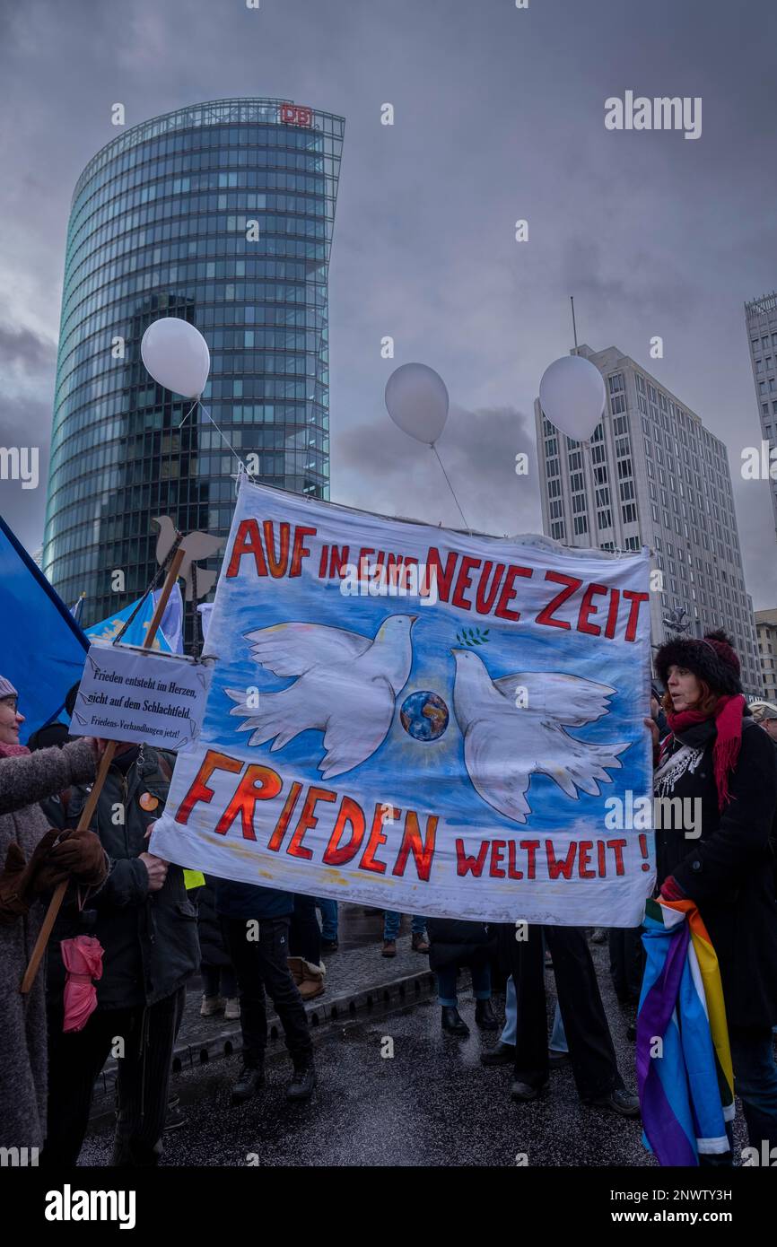 Demonstration at Potsdamer Platz, Peace Worldwide, Germany, Berlin, 25. ...