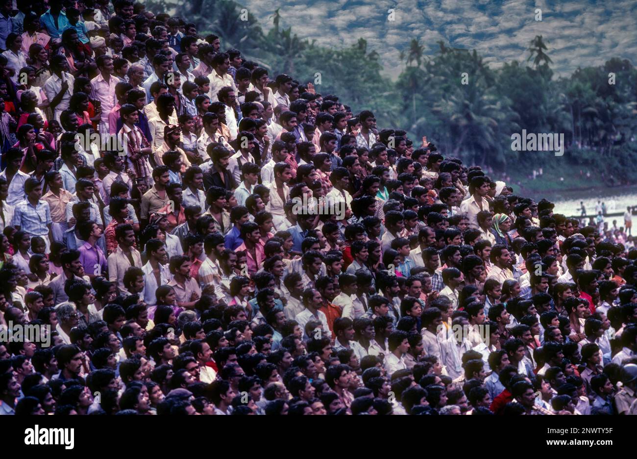 Spectators watching Boat Race at Aranmula, Kerala, South India, India ...