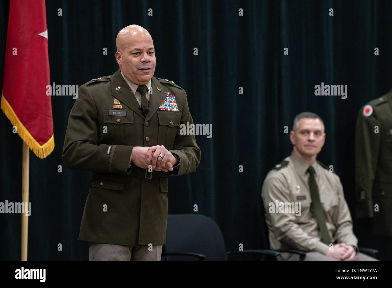Maj. Gen. John C. Harris Jr., left, Ohio adjutant general, addresses ...