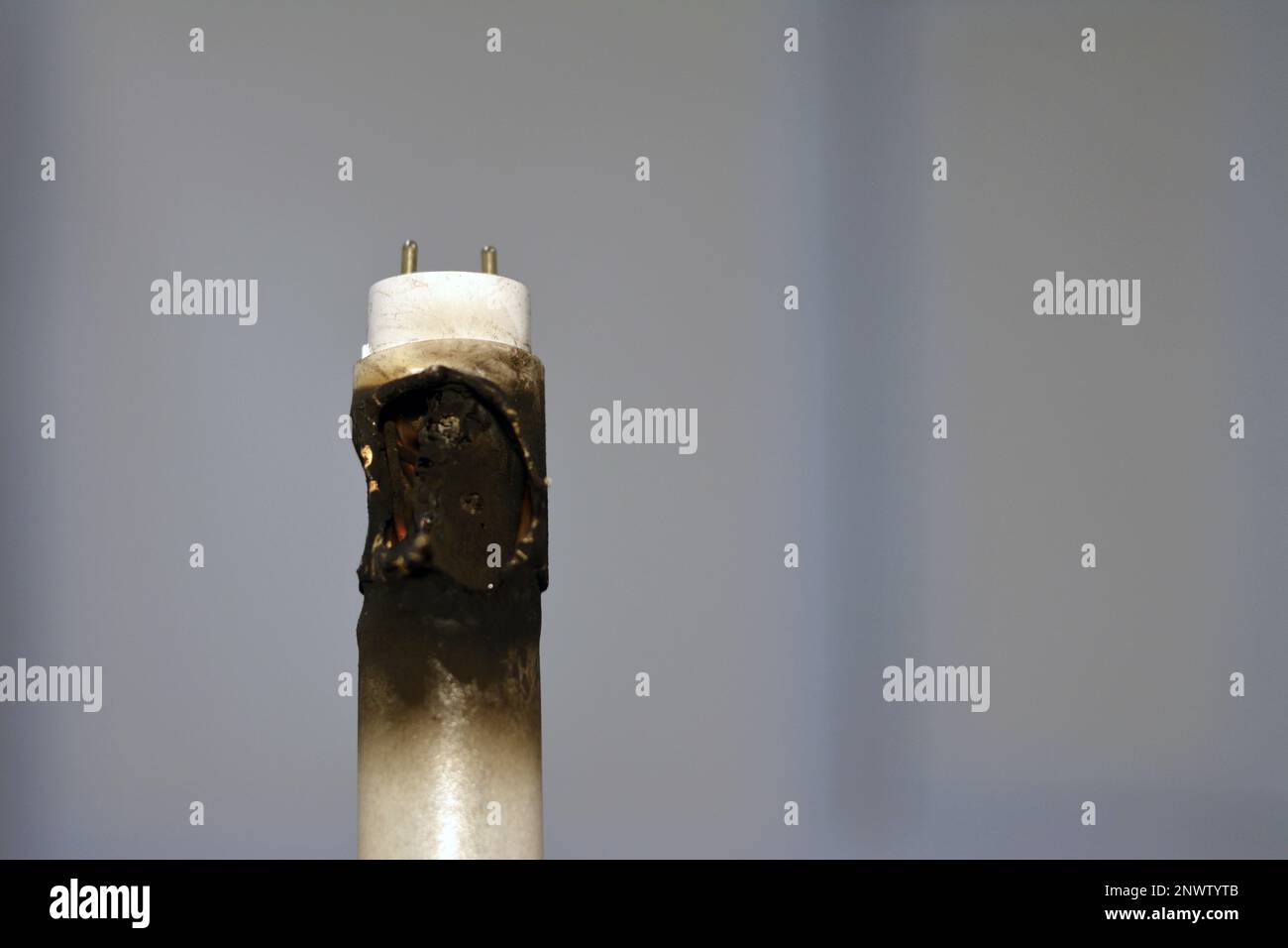 Substandard materials of ledtube a led tube light neon lamp, a burnt ...