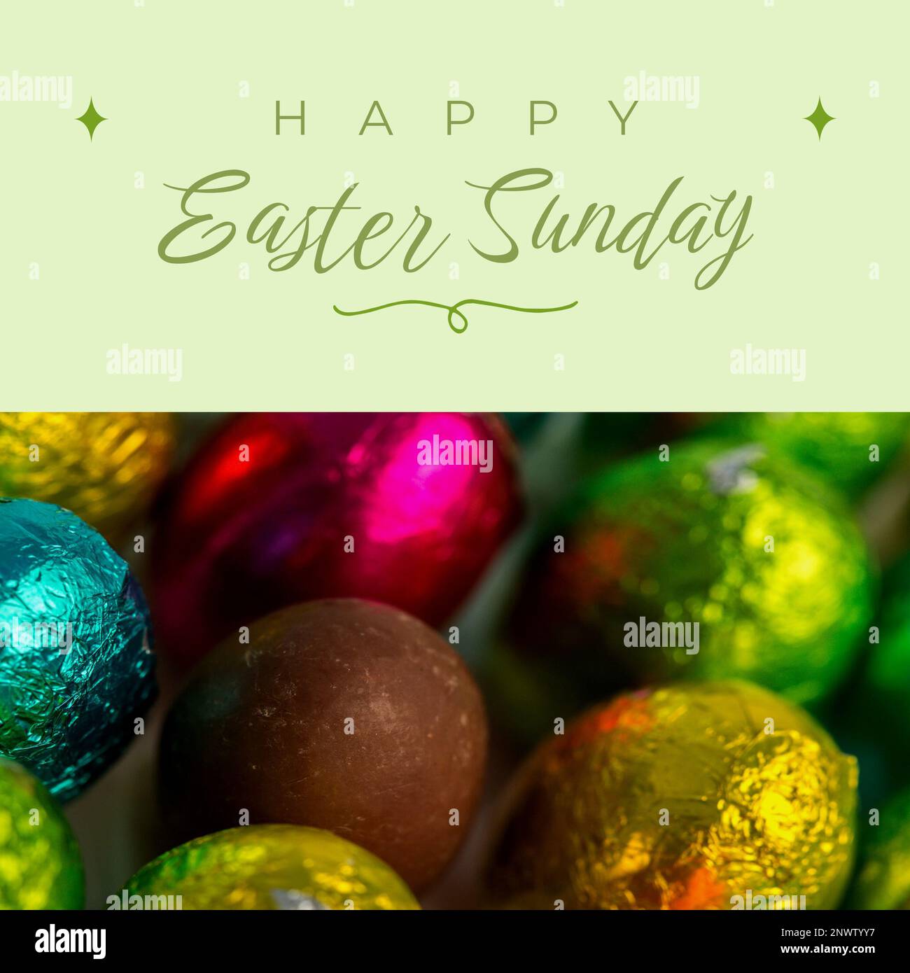 Image of happy easter sunday text over chocolate easter eggs. Easter ...