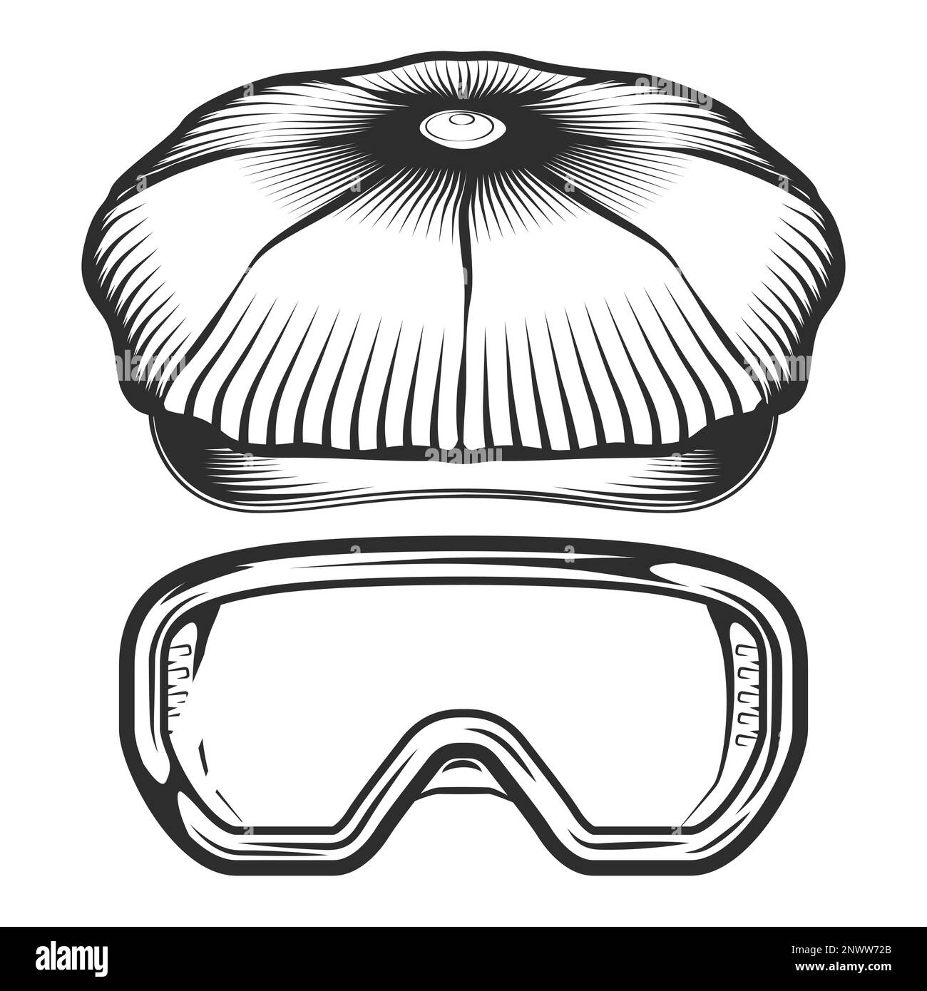 Tweed hat or flat cap with construction safety glasses vector vintage ...