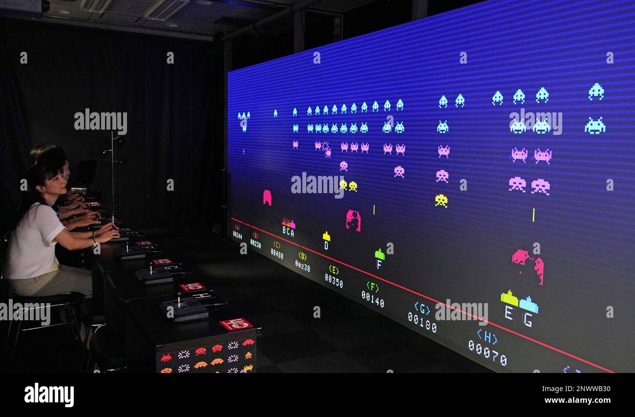 A photo shows one of the attractions of "Space Invaders Room" to enjoy ...