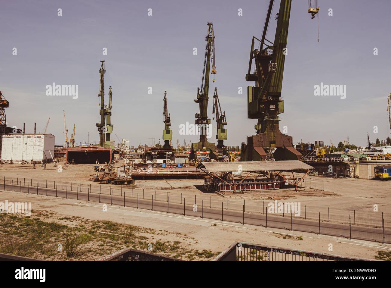 Industrial building at the Gdansk Shipyard, former Lenin Shipyard ...