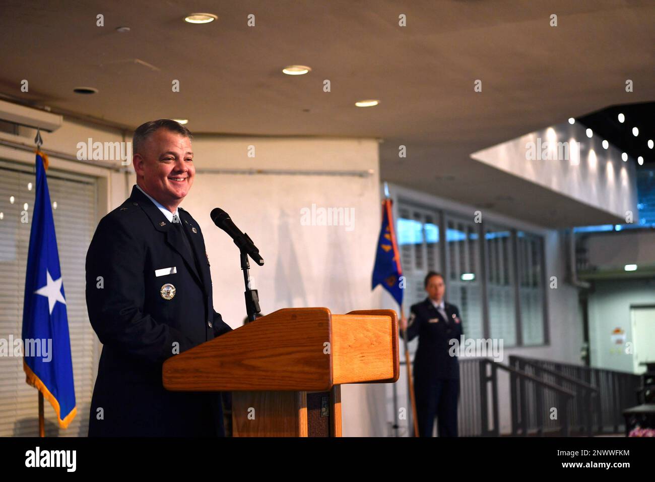 Brig. Gen. Scott Durham, 4th Air Force commander, provides his remarks ...