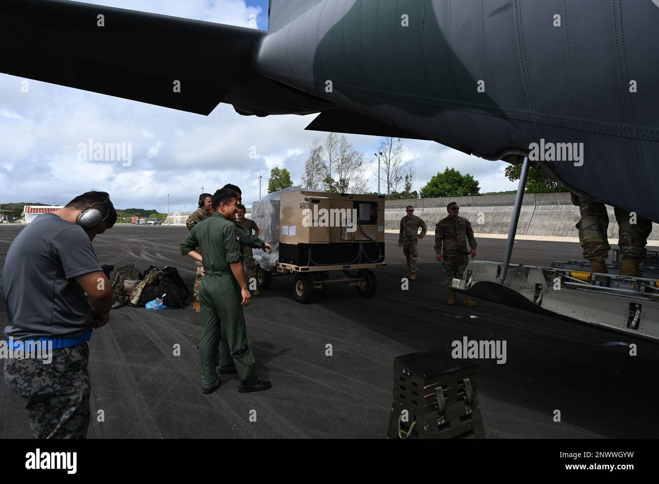 Japan Air-Self Defense Force and U.S. Air Force members of the 119th ...