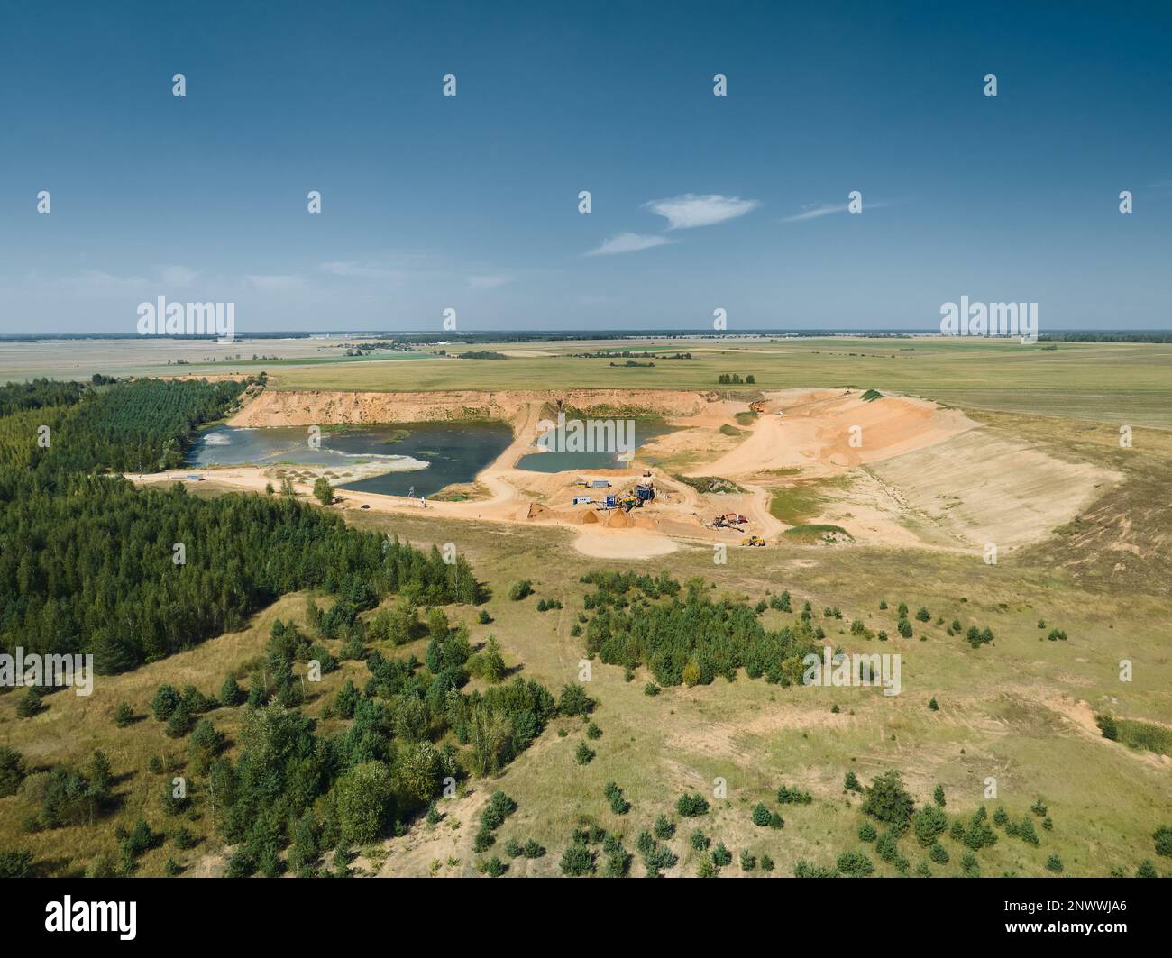 Process of construction sand mining from open huge quarry Stock Photo ...