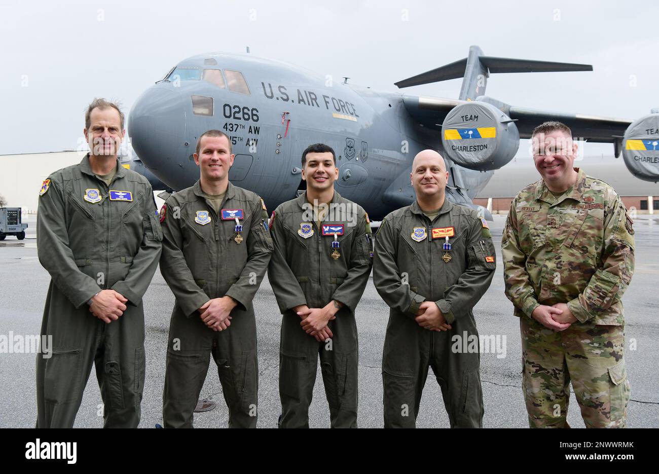 Distinguished Flying Cross recipients pose for a photo with Maj. Gen ...