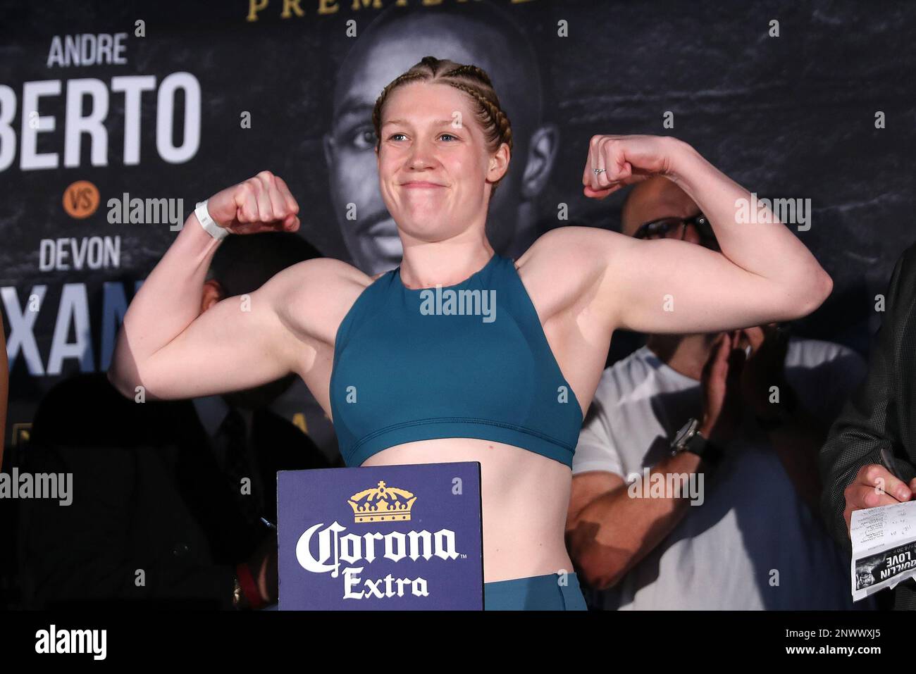 Hannah Rankin of Scotland poses during weigh ins for a Premier Boxing ...