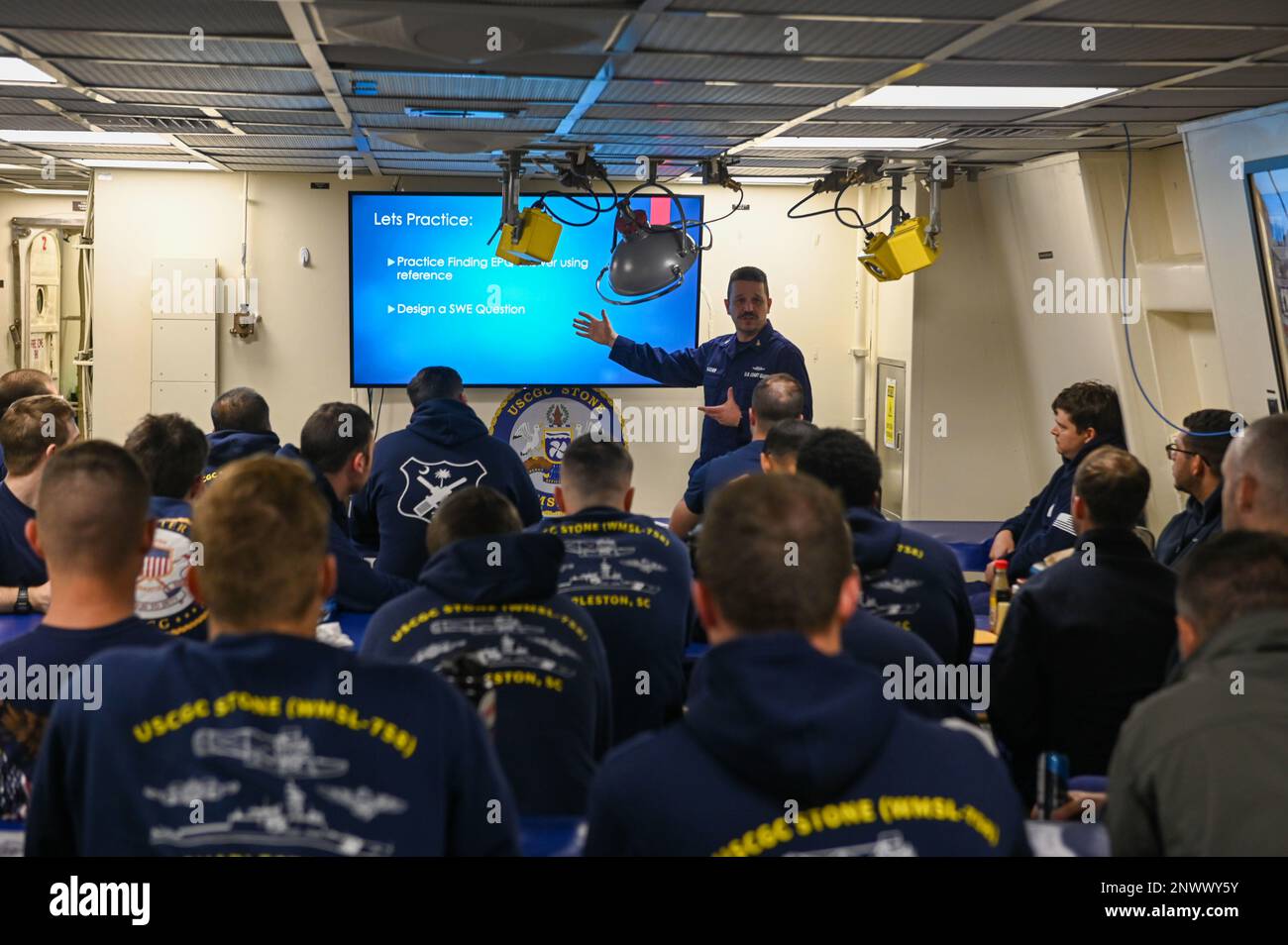 U.S. Coast Guard Senior Chief Petty Officer Joshua Faucher, a machinery ...