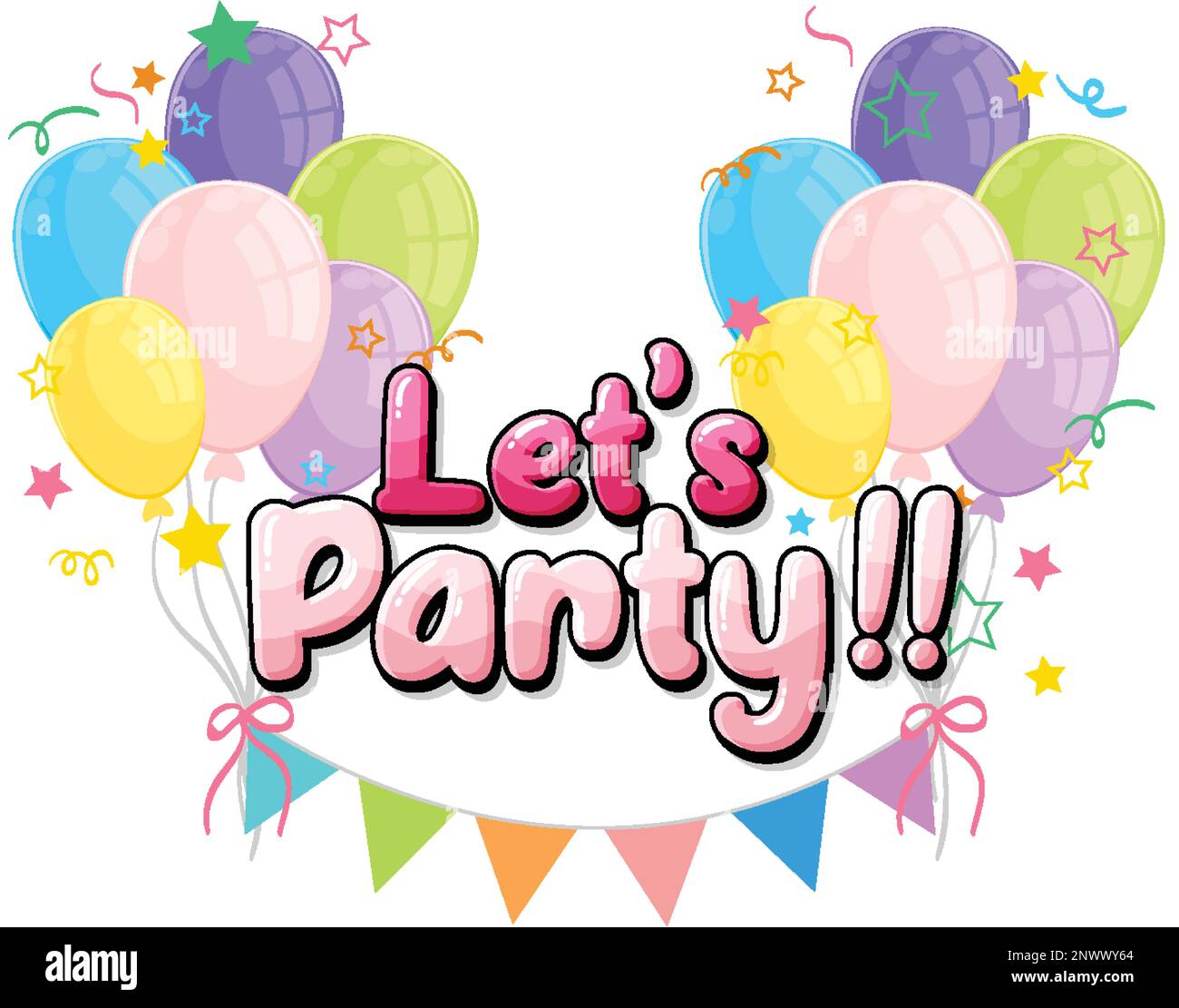 Lets party message for banner or poster design illustration Stock ...