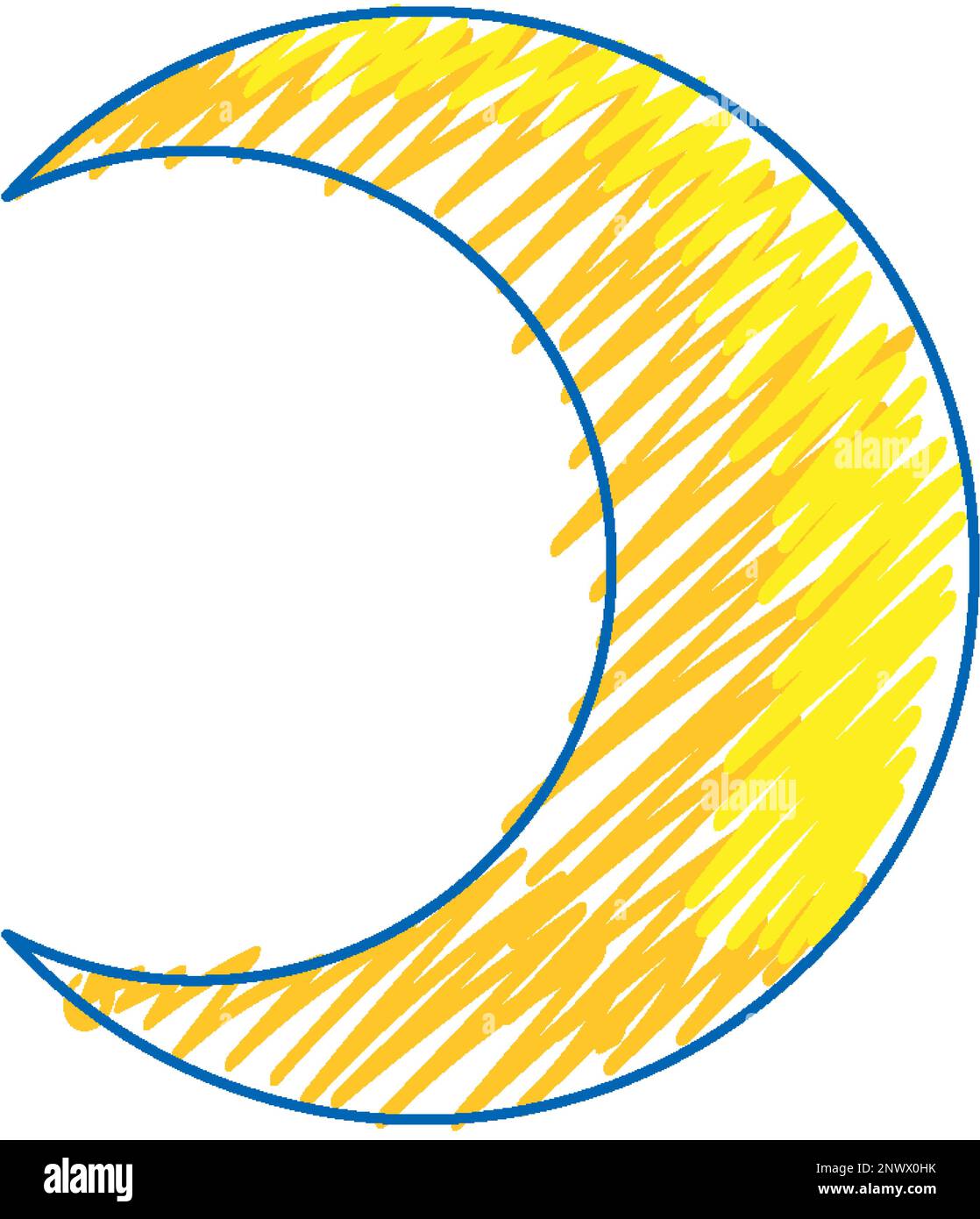 Moon sign symbol in pencil colour sketch simple style illustration ...