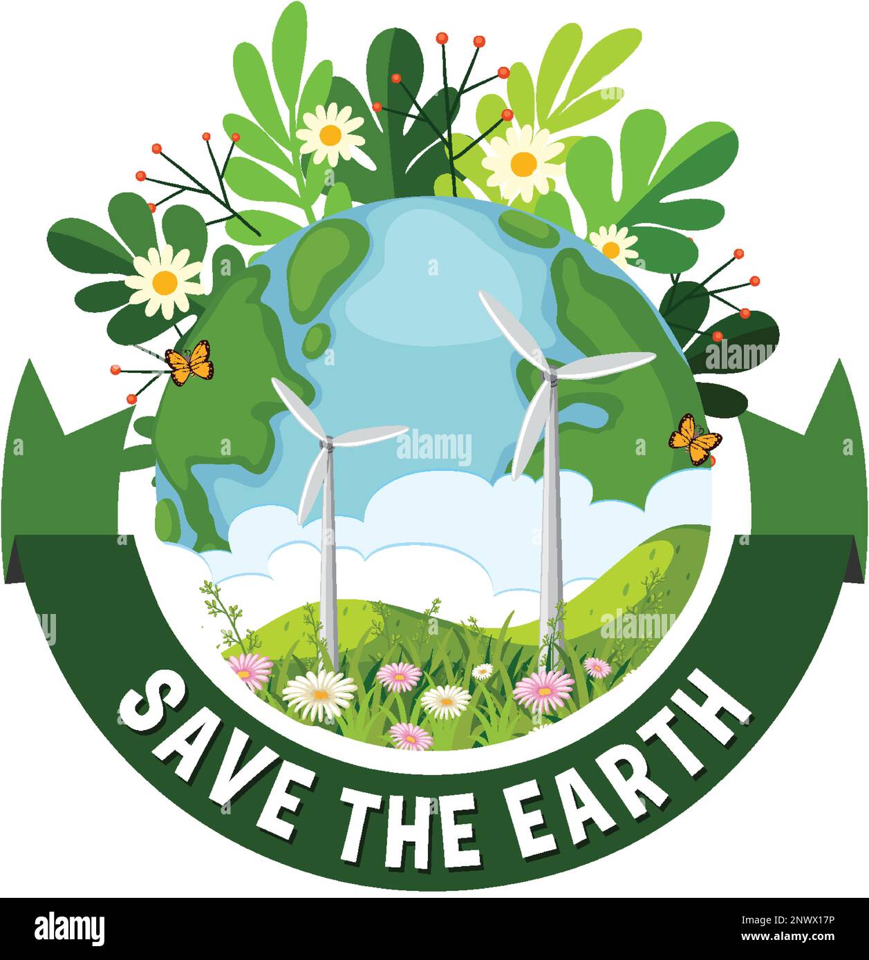 Save the earth banner design illustration Stock Vector Image & Art - Alamy