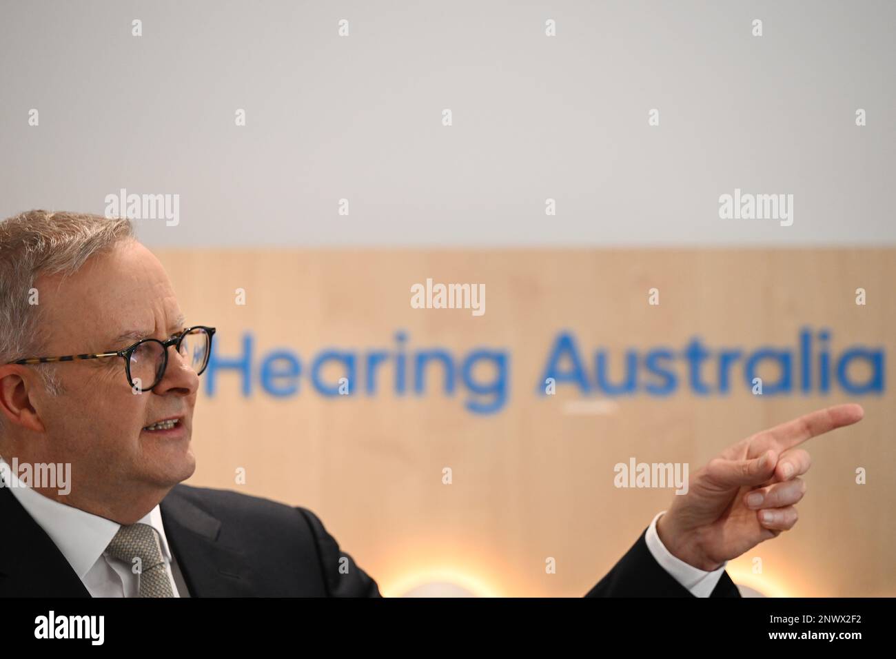 Australian Prime Minister Anthony Albanese during the opening of Hearing Australia’s centre in ...