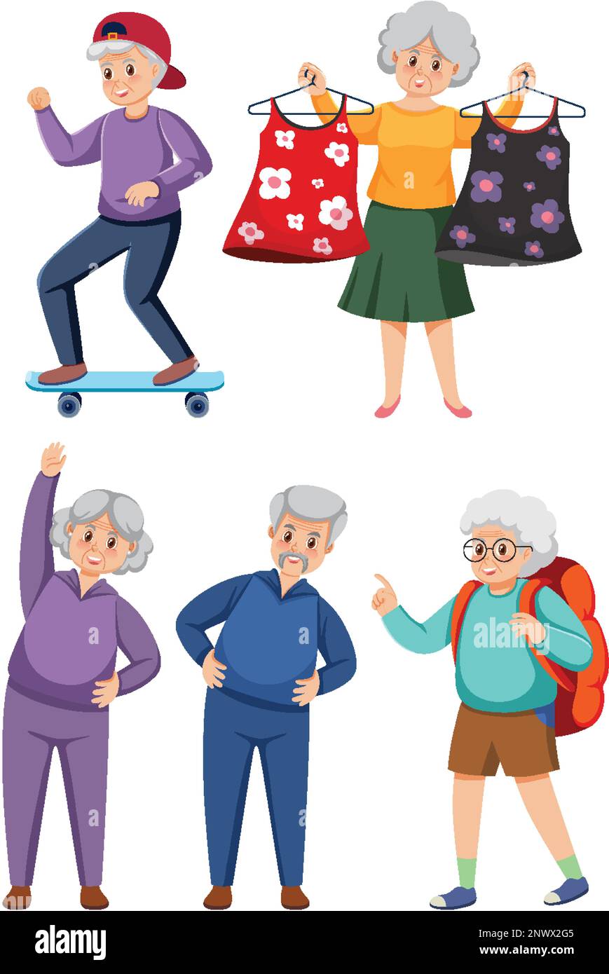 Set of old people characters illustration Stock Vector Image & Art - Alamy